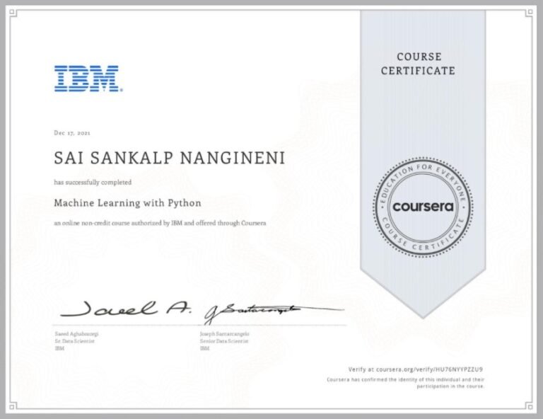 Machine Learning with Python by Sai Sankalp – Python Coding School USA